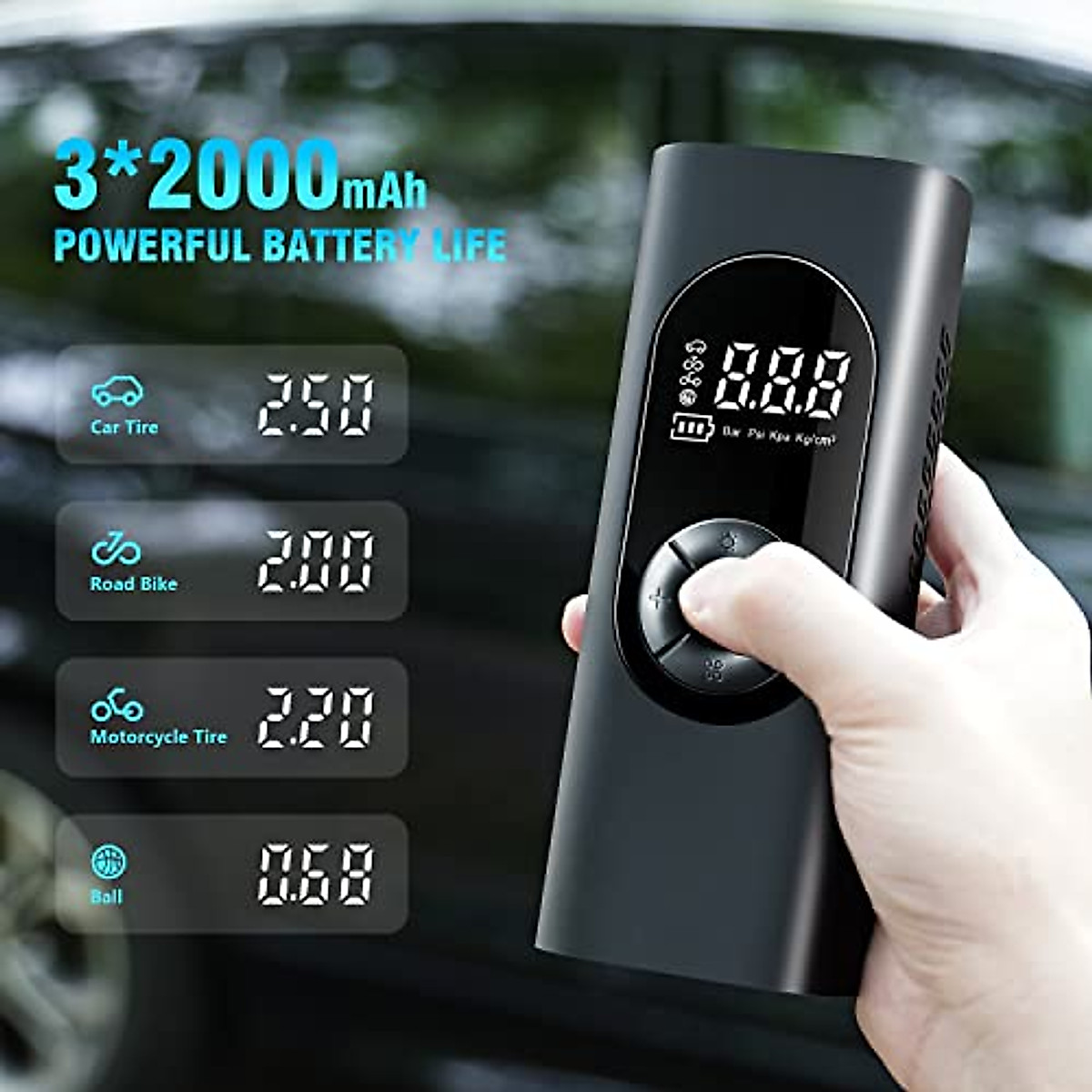 DNA MOTORING TOOLS-00270 150 PSI Wireless Portable Air Pump Tire Inflator for Inflating Car, Truck & Motorcycle Tires, Balls