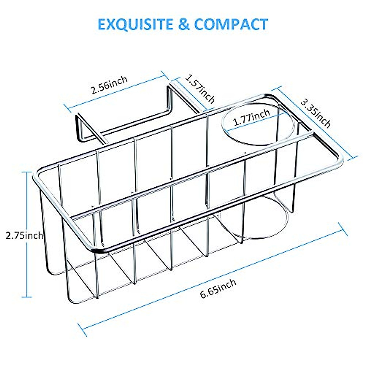 GEEKERA Sponge Holder for Kitchen Sink, 3-in-1 Sink Caddy, Brush, Dish Towel, Sponge Sink Organizer Liquid Drainer Rack - SUS304 Stainless Steel