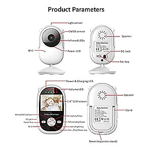 Babystar 2.4" Video Baby Monitor with Digital Color Camera, Wireless View Video, Two-Way Talk, Infrared Night Vision, 2 x Zoom and Lullabies Play, Feeding Alarm (SM25)