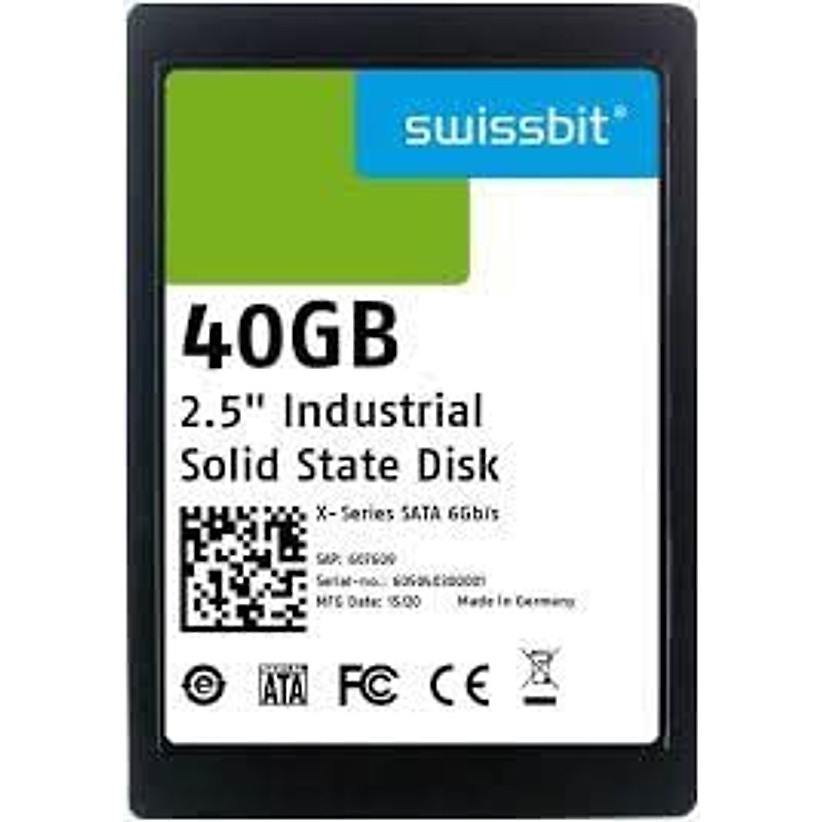 Swissbit SFSA040GS2AK2TO-C-6B-22P-STD, Solid State Drive, 40GB, 5V, 2.5" SATA SSD, X-76, 3D pSLC, 0-70°C