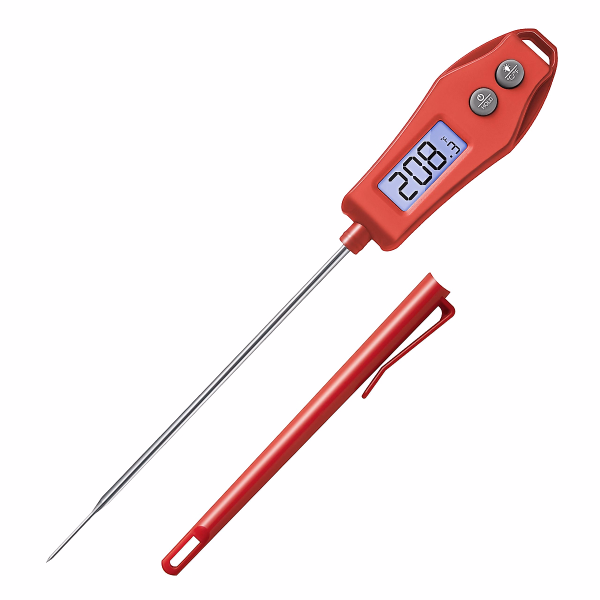 Etekcity EMT100 Digital Instant Read Meat Thermometer, 5"Long Probe, Red