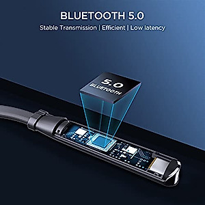 HTC Wireless Earphones, Bluetooth 5.2 Neckband Earphones Press Control with ANC, Active Noise Cancellation and ENC, Long Working Distance IPX5 Water Resistant, Running Earphones - Gray