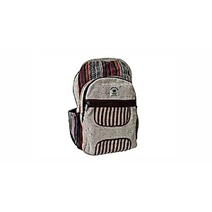 Zillion Craft Large Natural Hemp Back Pack for Men Women. Multi Color Hemp Fiber Multi Pocket Hand Made Bag. Unisex Design