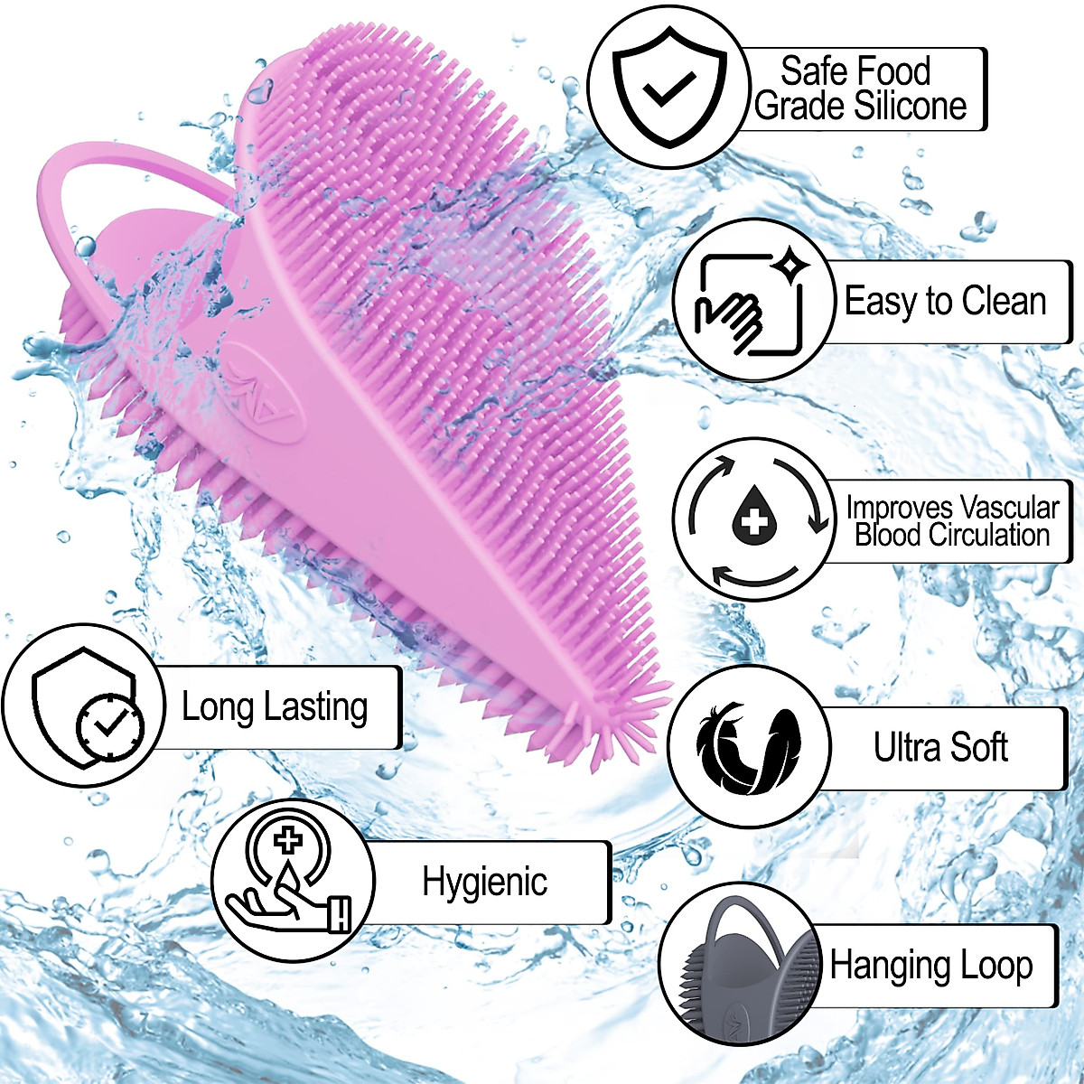 Avilana Silicone Face Scrubber- Dual Sided Manual Facial Cleansing Brush -Face Scrubber and Exfoliator- Deep Cleansing for All Skin Type (Lavender)
