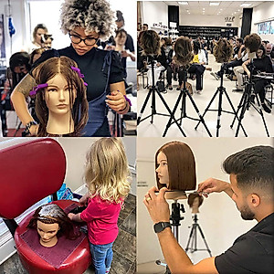 Mannequin Head with 100% Real Hair Manikin Cosmetology Doll Head Hairdresser Practice Styling Brading Training Head with Free Clamp Holder (14inch-D3)
