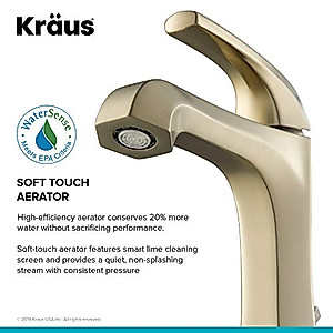 KRAUS Esta Single Handle Basin Bathroom Faucet with Lift Rod Drain in Brushed Gold, KBF-1211BG