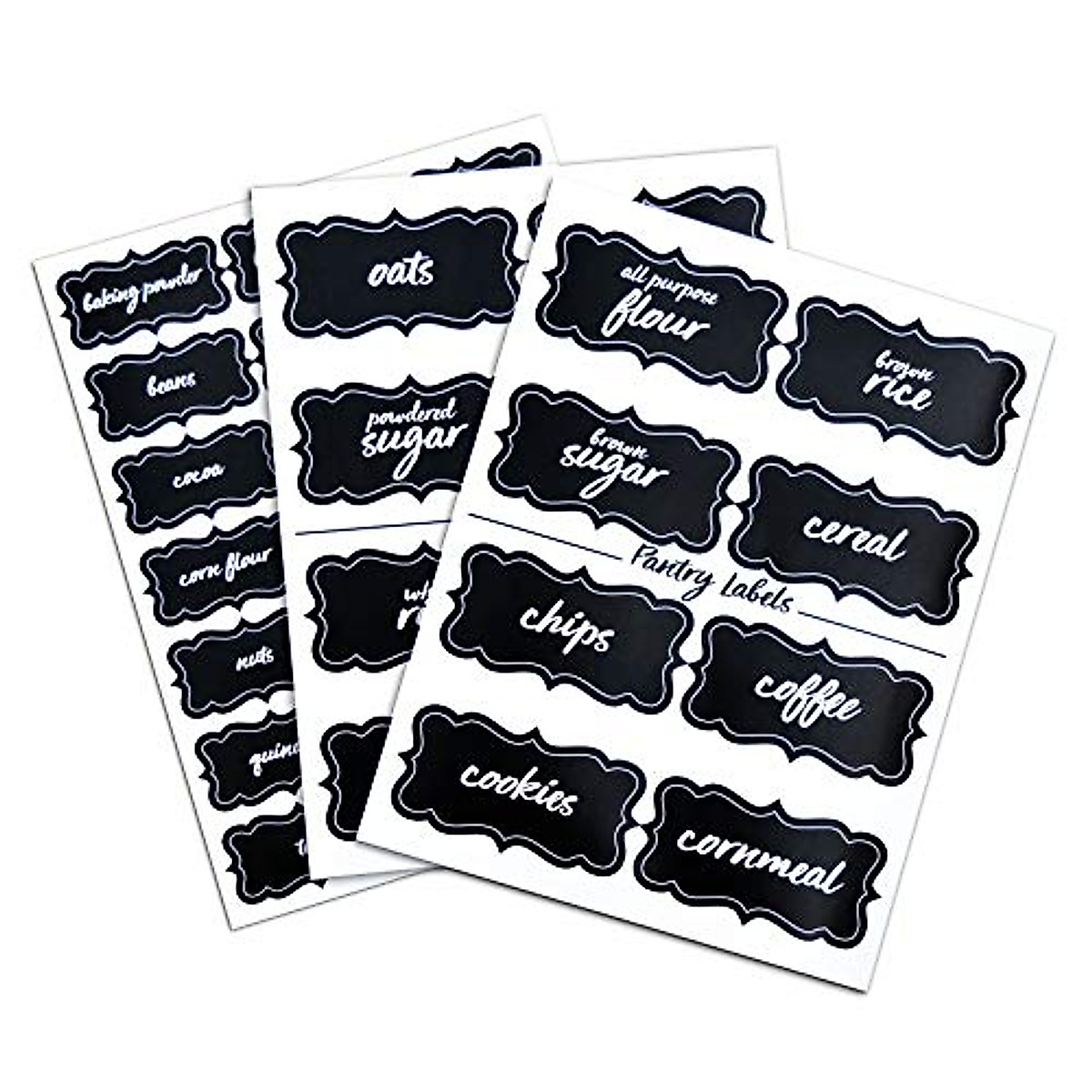 Home Advantage Pre-Printed Pantry Labels for Kitchen Organization (Black)