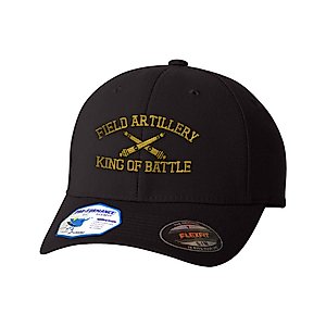 Flexfit Hats for Men & Women Us Army Field Artillery B Embroidery Polyester Dad Hat Baseball Cap Black Large XLarge