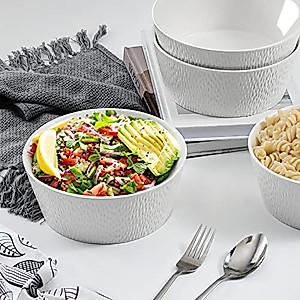 Vidalenta 54 Ounce Large Soup Bowls, Salad Bowls and Serving Bowls, Deep Pasta Bowls Set of 4, White Serving Dishes for Entertaining, Microwave & Dishwasher Safe, Ideal Housewarming Gift
