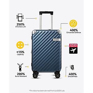 LUGGEX Luggage with Spinner Wheels, Polycarbonate Expandable Hard Shell Suitcase, Checked Large 27 Inch, Charcoal Metallic