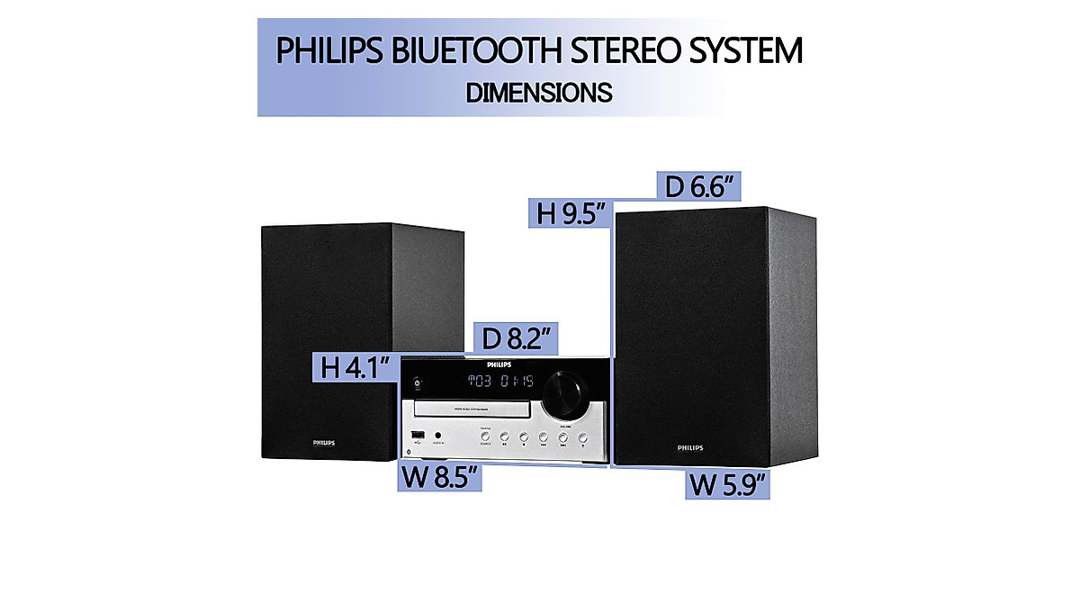 PHILIPS Bluetooth Stereo System - 60W Sound & CD Player