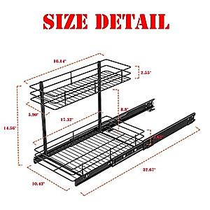 HOSUN Pull Out Under Sink Cabinet Organizer, 2 Tier Slide Wire Shelf Basket- 10.43W x 17.32D x 14.56H - Request at Least 12 inch Cabinet Opening, Perfect For Kitchen/vanity Under Sink Storage