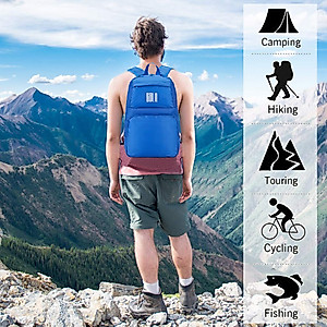 GBLQ PLUS Packable Backpack 35L Ultra Lightweight, Water Resistant Foldable Daypack for Travel, Hiking, Camping - 2 Packs (Blue + Red)