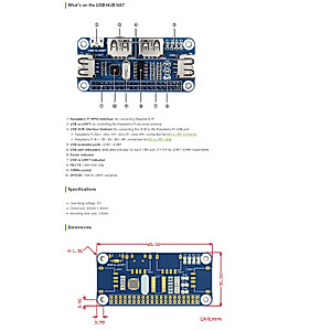 Coolwell Raspberry Pi USB HUB HAT 4 Port USB HUB for Raspberry Pi 4B+ 4B 3B+ 3B 2B+ Zero W WH USB to UART Converter Onboard