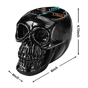 Tofun Black Skull Face Pen Holder Pencil Holder,Makeup Brush Storage Holder,Resin Pencil Cup Stationery Storage for Desktop,Resin Plant Pot,Decorative Skeleton Head Halloween Decor