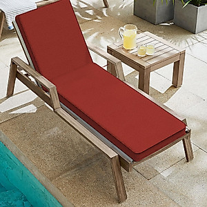 TWLEAR Outdoor Chaise Lounge Cushion for Patio Furniture 72 x 21 x 3 Inch, Water Resistant Patio Lounge Chair Cushion with Straps for Lawn Pool Furniture, 1 Pack, Olefin Brick Red