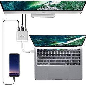 Tuwejia USB C to HDMI Multiport Adapter USB 3.1 Gen 1 Thumderbolt 3 to HDMI 4K Video Converter/USB 3.0 Hub PD Quick Charging Port with Large Projection