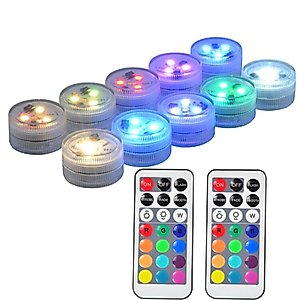 Submersible Led Lights Battery Operated LED Color Changing Tea Light candle light with Remote for Party Event Pool Pond Fountains Wedding Christmas Halloween Pumpkin Lighting Vases Decor(10pcs)