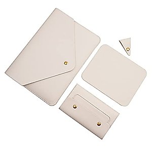 Benfan Laptop Sleeve 13 Inch Compatible with New MacBook Air 13, New MacBook Pro 13, Dell XPS 13 with Small Pouch, Mouse Pad and Cord Organizer, Color White