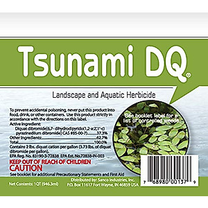 Tsunami DQ Aquatic Herbicide- Quart - 37.3 Percent Diquat Dibromide – Concentrated Aquatic Weed Killer for Lakes and Ponds - Duckweed, Watermeal, Curly Leaf, Pondweed & Many More