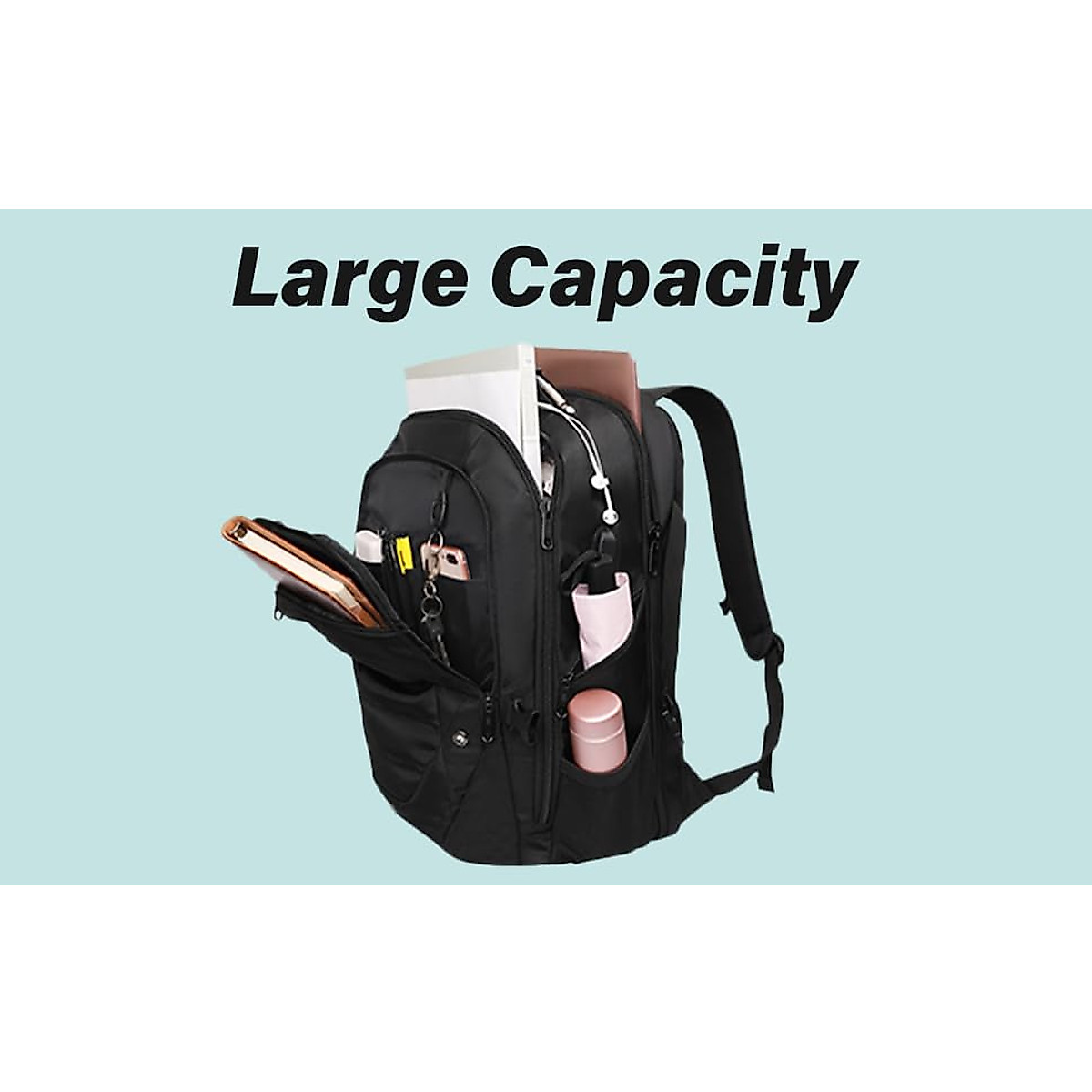 50L Travel Laptop Backpack Fits Up to 19 Inches Notebook Computer TSA Durable College School Bookbag with USB Charging Port &Raincover