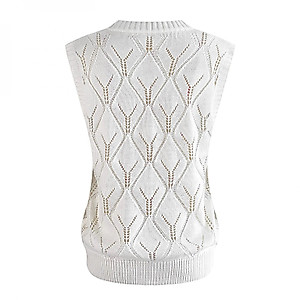 Padaleks Women V Neck Knit Sweater Vest Loose Sleeveless Oversized Knitwear Pullover Fall Winter Tanks for Girl