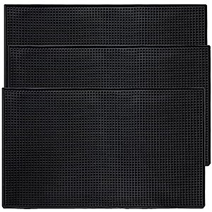 HighFree 3 Pack Black Bar Mat Spill Mat Glass Drying Mat Cocktail Mixing Service Mat for Counter Top (18"(L) x 12"(W))