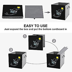 Mermaid Collapsible Storage Bins Basics Folding Fabric Storage Cubes Organizer Boxes with Handles