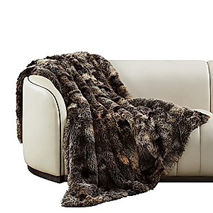 Bedfolks Faux Fur Throw Blanket - Fuzzy Plush Soft Sherpa Fleece Blanket, Fluffy Cozy Throw Blankets for Couch, Sofa, Bed, Tie Dye Black Thick Comfy Blankets and Throws, 50 x 60 inches