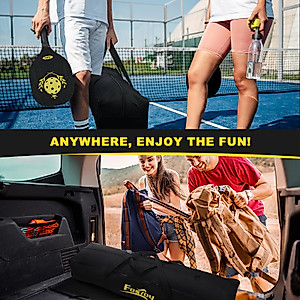 Fostoy Pickleball Set with Net, 17FT Portable Pickleball Net, 36-61in Adjusts All in one Pickleball Badminton Net Set with Pickleball Paddles and Badminton Rackets for All-Weather for Indoor Outdoor