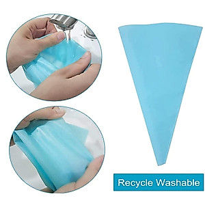 Tingjia Piping Bags and Tips Set, Cupcake Piping Tips Cake Decorating Kit with 12 Cake Frosting Icing Tips, 11 Pastry Bags, 3 Cake Scrapers, 1 Reusable Couplers for Baking