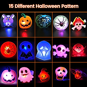 XUANMEIKE 50pcs 50pcs Halloween LED Rings, Halloween Party Favors Glow in the Dark Party Supplies, Halloween Light Up Rings Perfect for Trick or Treat Gifts and Halloween Favors