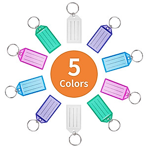 Cuttte 20 Pack Plastic Key Tags with Container, Key Labels with Ring and Label Window, 5 Colors