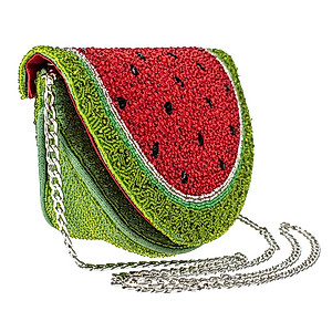 Mary Frances Summer Slice Beaded Watermelon Crossbody Clutch Handbag