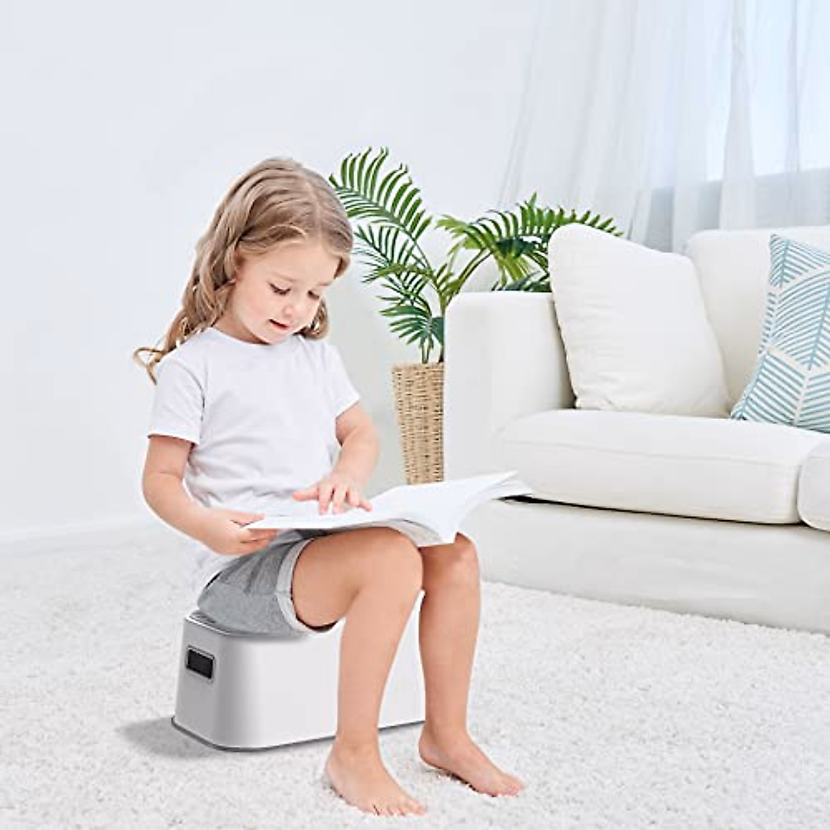 UNCLE WU Step Stool for Kids(2 Pack) - Toddler Lightweight Step Up Stool for Kitchen - Bathroom Safety Bottom as Potty Training Stool - Premium Slip-Resistant Surface Step Stool for Kids/Adult (Gray)