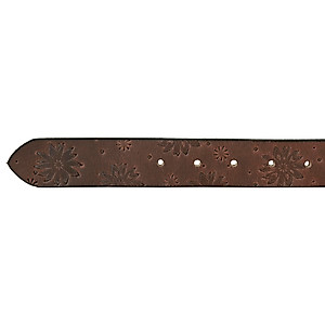 Eddie Bauer Women's Casual Leather Belts, One Size Fits Most, Floral Tooled-Tan, Medium