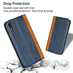 Ｈａｖａｙａ for iPhone XR Case Wallet iPhone XR Wallet case for Men with Card Holder Flip Folio Leather Cover with Credit Card Slots-Blue and Yellow