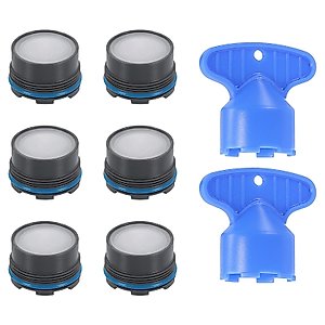 uxcell 6Pcs 22.5mm Cache Faucet Aerator with 2Pcs Removal Wrench Tool, Faucet Replacement Parts, Water Saving Flow Restrictor Set Replacement Parts for Kitchen Bathroom Sink