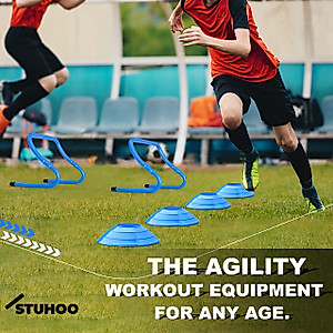 STUHOO Agility Training Equipment Set | Soccer Training Equipment for Kids Youth | Agility Ladder Speed Training Equipment with Bag | Football Training Equipment with Speed Hurdles, Cones for Footwork
