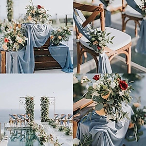 Baby Blue 5 Yards Chiffon Fabric Continuous Sheer Drapery for Rustic Wedding Party Arch Backdrop