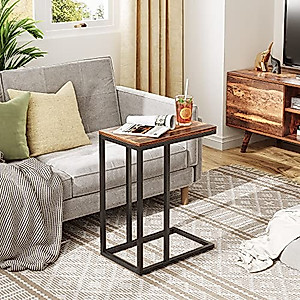 WLIVE 5 Drawer Dresser & C Side Table Set, Rustic Brown