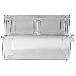 Modern-Depo 7 PCS Refrigerator Organizer Bins with Lids Food Containers with Various Size Stackable Storage Bins for Fridge, Countertop, Cabinets & Pantry