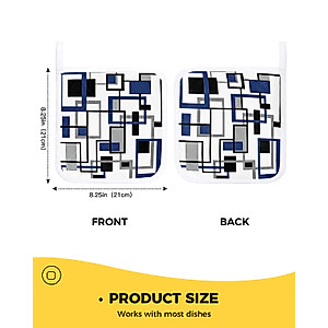 3 Pack Pot Holders for Kitchen,Nordic Royal Blue Checker Stripe Heat Proof Potholder Hot Pads Trivet,Modern Abstract Geometric Washable Coaster Potholders for Cooking Baking Grilling