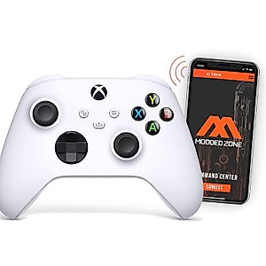 MODDEDZONE Custom MODDED Wireless Controller for Xbox One S/X and PC - With Unique Smart Mods - Best For First Person Shooter Games - Handcrafted by Experts in USA with Unique Design (White)