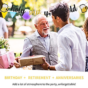 Birthday Decorations for Men, Holy You're Old Birthday Banner for Funny 40th 50th 60th 70th Birthday Party Decorations for Women