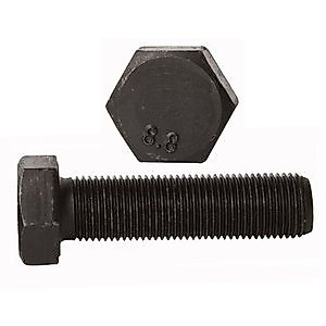 M16-1.50 x 45mm Hex Cap Screw, Class 8.8 Steel, DIN 933/961, Plain Finish, Black Color, Fully Threaded (Metric), (Quantity: 25), RoHS Compliant, Fine Thread (UNF), for Indoor/Interior Use