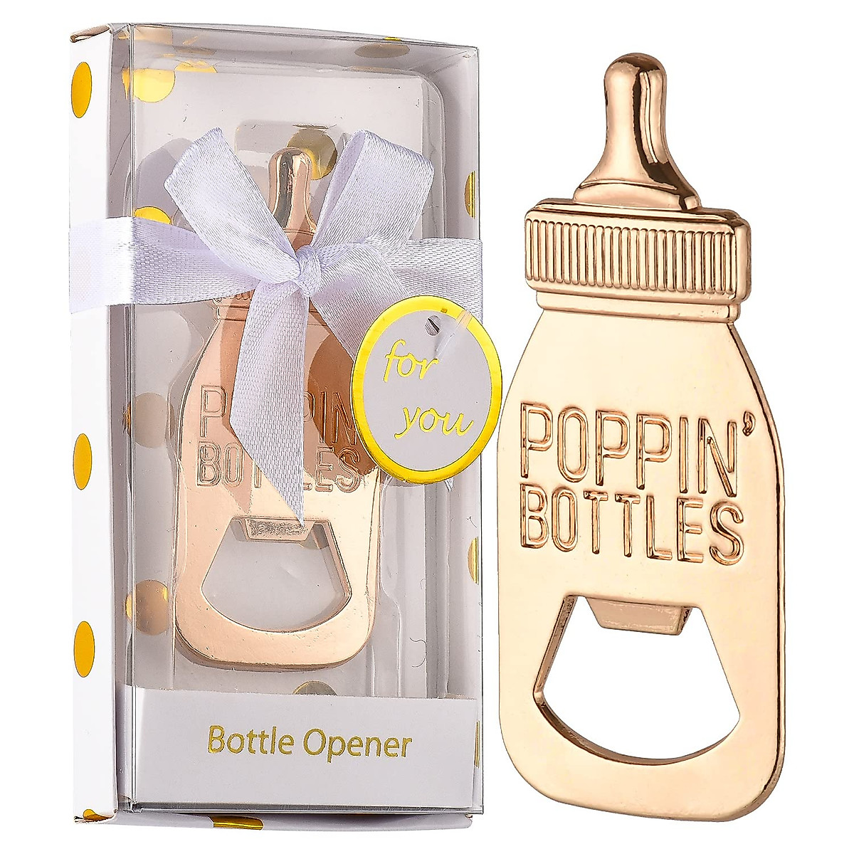 15 Pack Baby Bottle Bottle Openers for Baby Shower Favors Gifts, Baby Shower Decorations Souvenirs, Poppin Bottles Openers for Guests Gender Reveal Party Favors (White, 15)