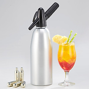 Mr Fizz Leland Co2 Cartridges Soda Chargers, 8 Gram Seltzer Food Grade Cartridge Compatible with 1 Liter Soda Siphons like iSi Liss and Mosa, with Number 1 in Service Soda Can Holder, 40 Cartridges