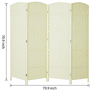 JOSTYLE Room Divider 6ft. Tall Extra Wide Privacy Screen, Folding Privacy Screens with Diamond Double-Weave Room dividers and Freestanding Room Dividers Privacy Screens(Brown, 6-Panel)