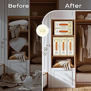 Yecaye 6 Pack Sheet Organizers and Storage, Bed Sheet Organizer for Linen Closet, Foldable Sheet Set Organizer with Clear Window and Label (Queen & King Size), Bedding Storage Box Container, Beige